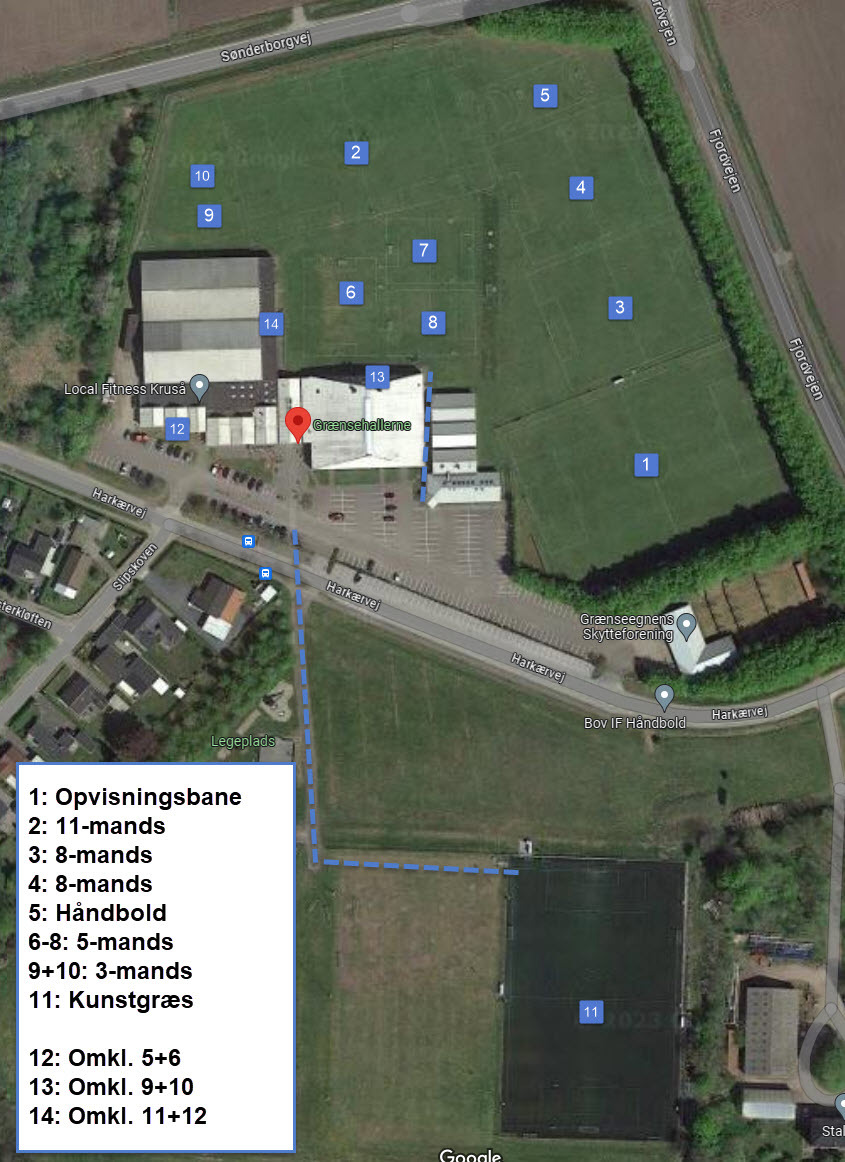 Baneoversigt Grænse Stadion - BOV IF - Fodbold